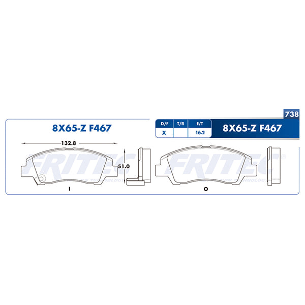balata para freno de disco fritec formula azul delantera para hyundai ...